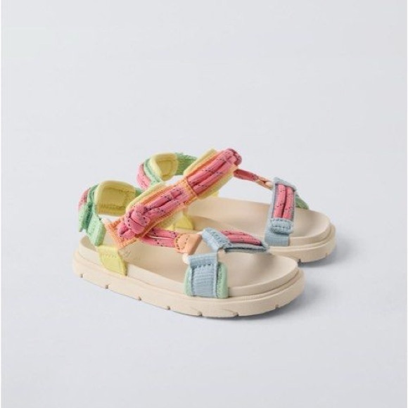 Zara | Shoes | Zara Multi Colored Sandals With Chunky Sole | Poshmark